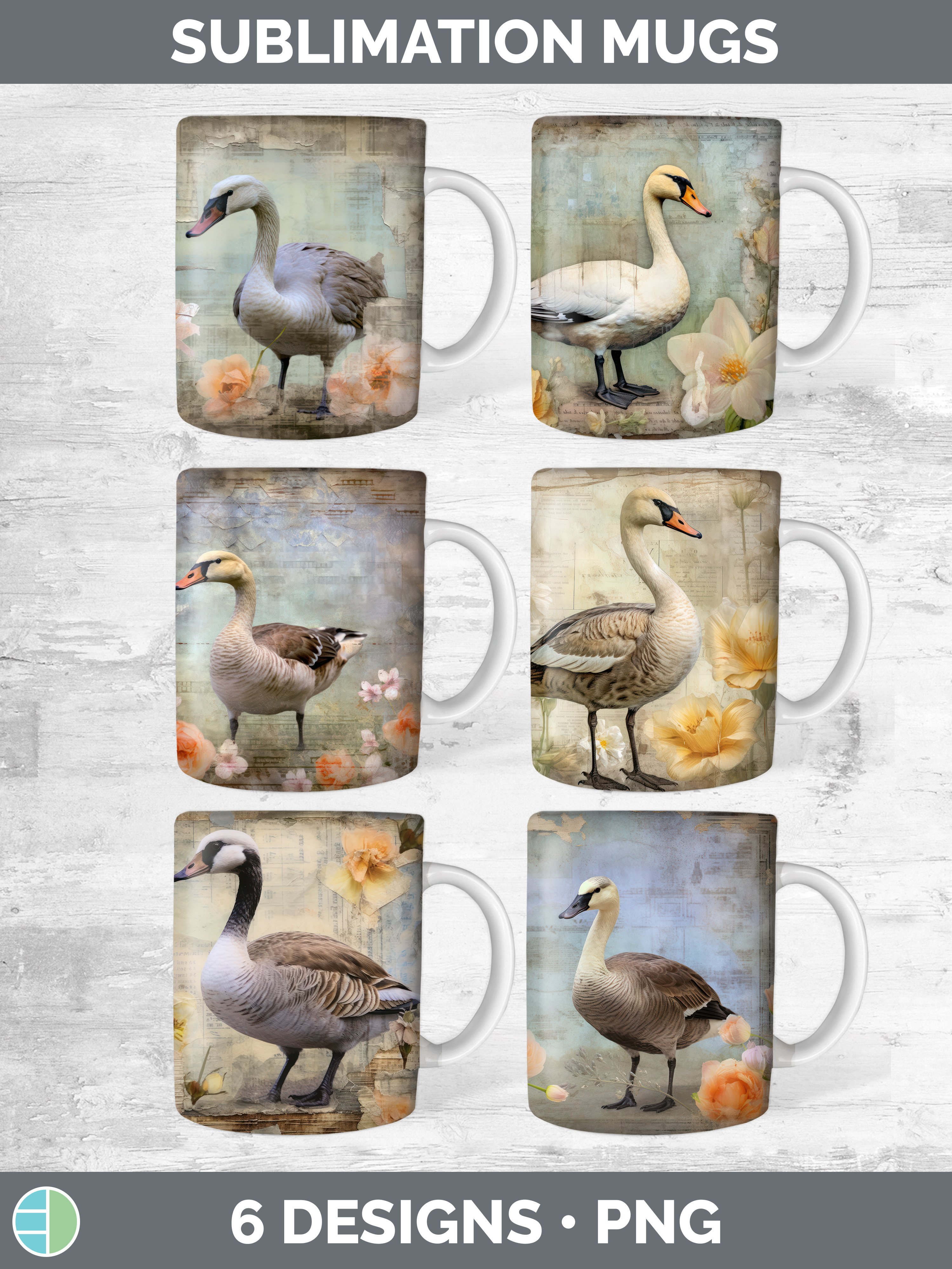 Vintage Goose Mug Wrap | Sublimation Coffee Cup Designs Bund