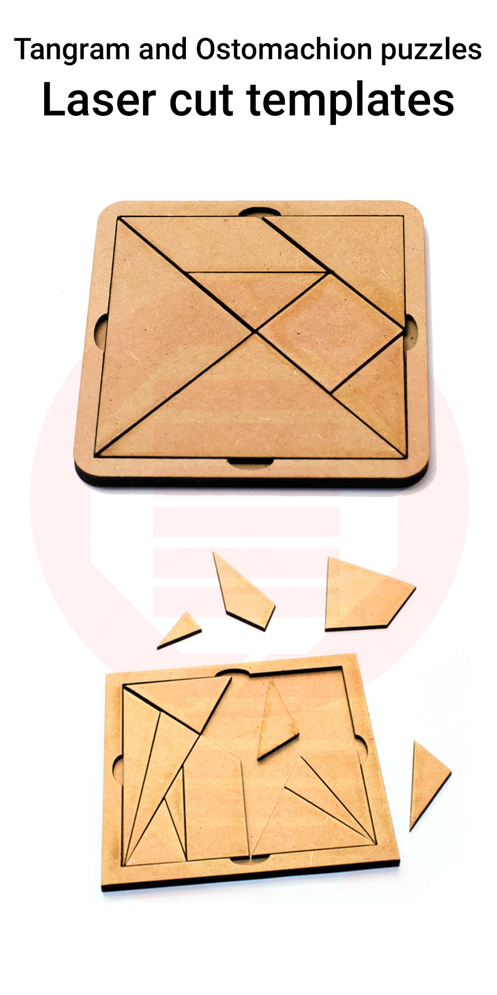 Tangram puzzle laser cut template glowforge SVG files diy