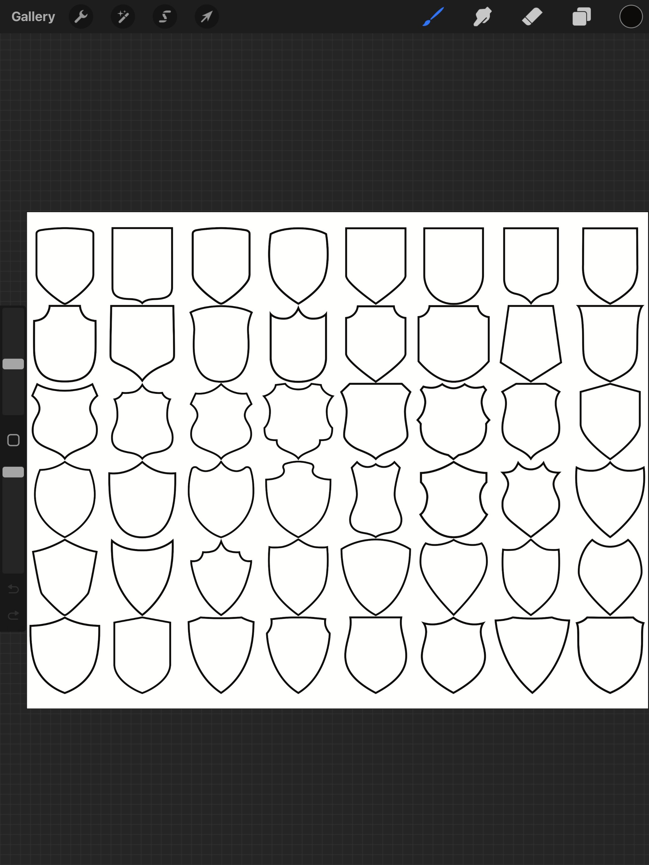 Shields Set 2 Procreate Brush Stamps, 48 Shields