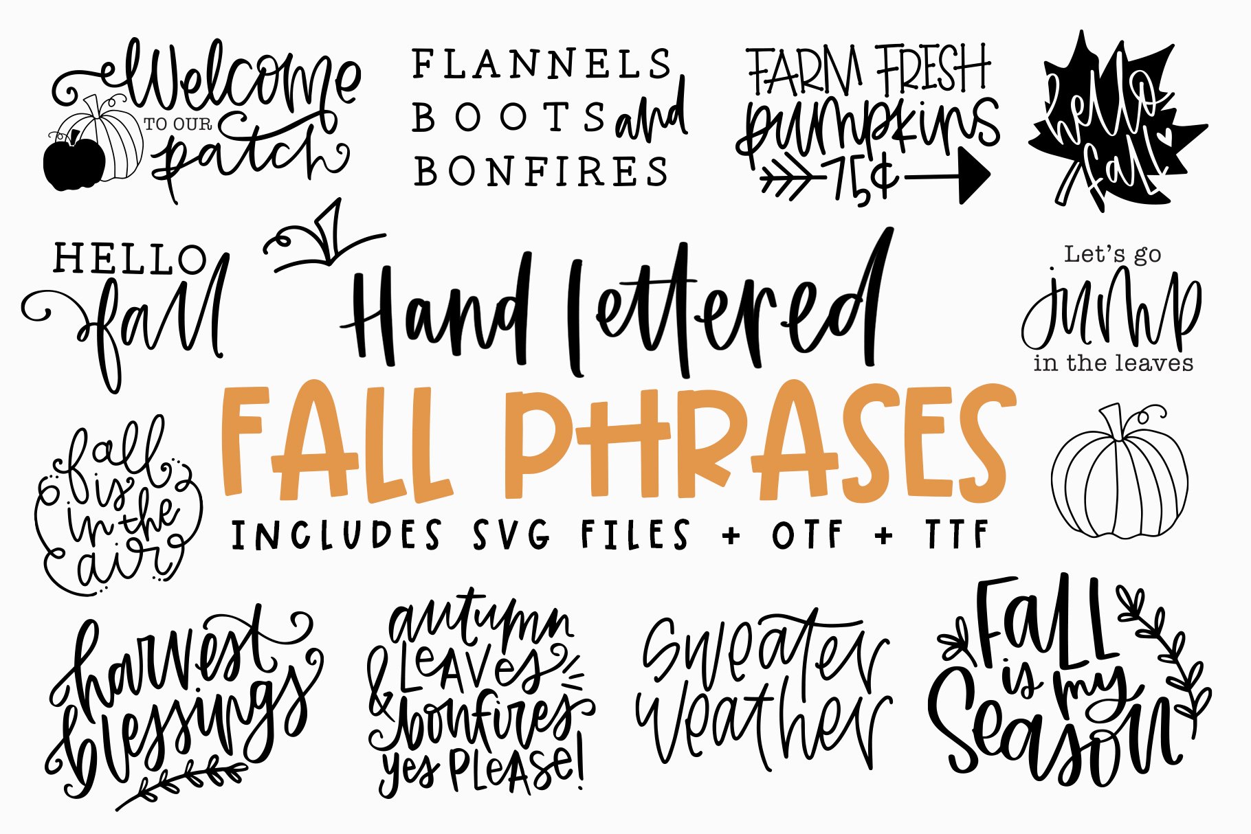 Fall Phrases - SVG and Symbols Font (821211)