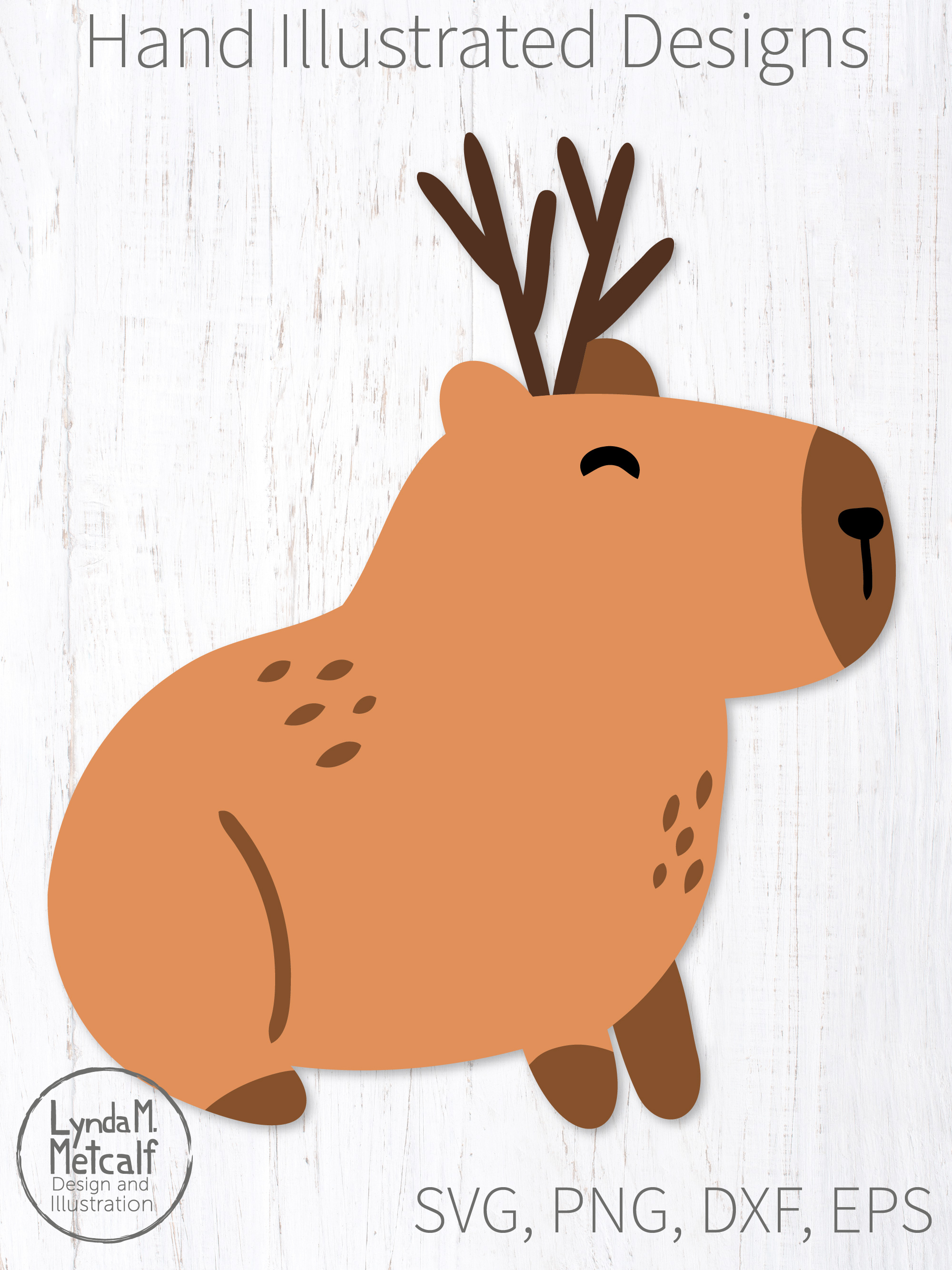 Christmas Capybara Reindeer Svg and Png