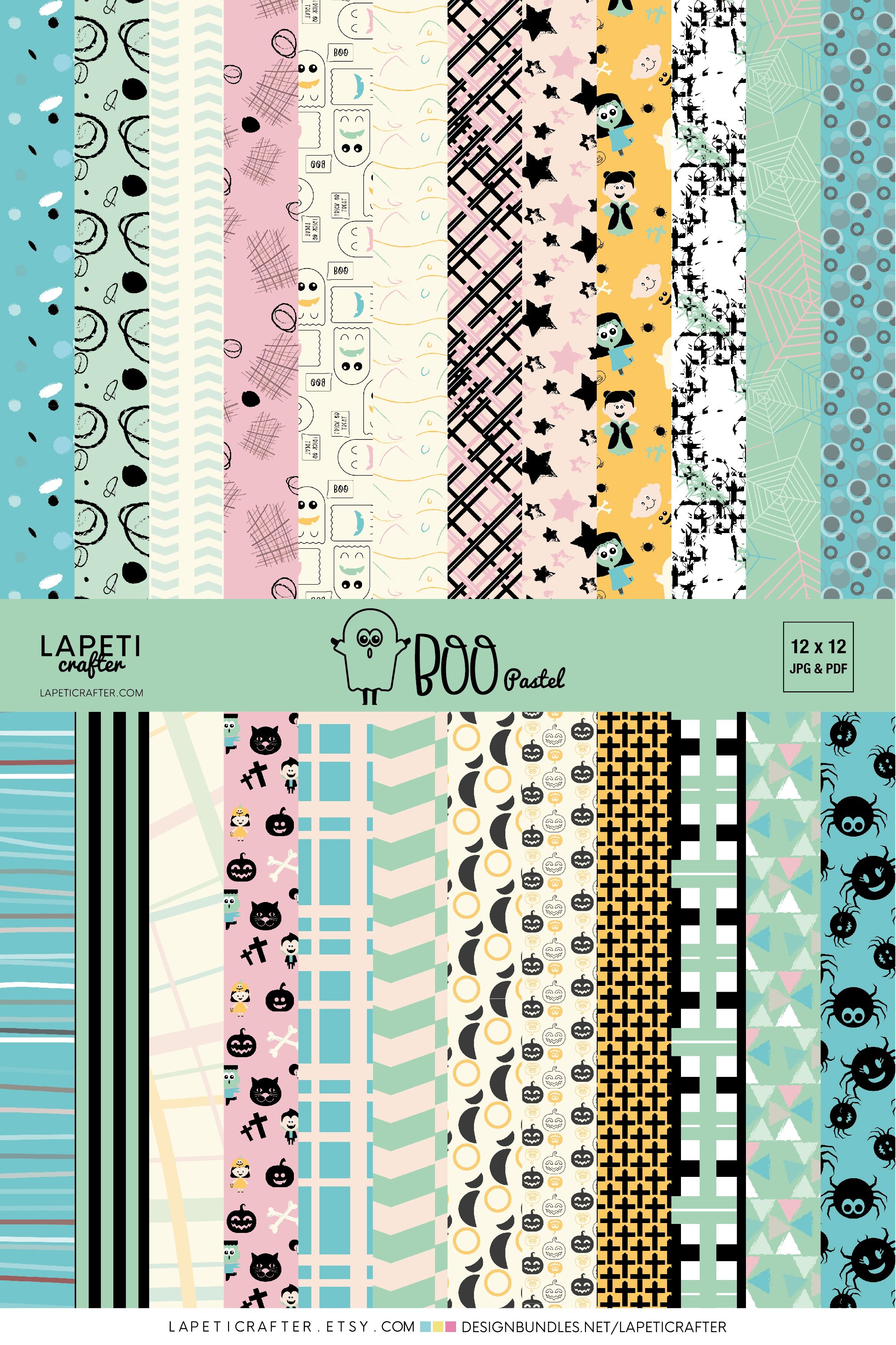 Halloween 12x12 Digital Scrapbook Paper Pack