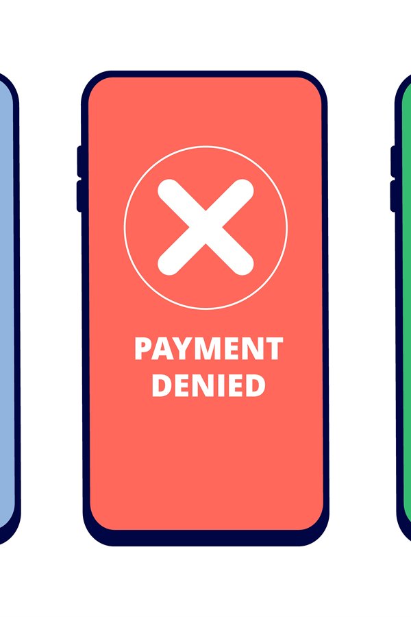 Payment transactions. Online payment approved, denied and in