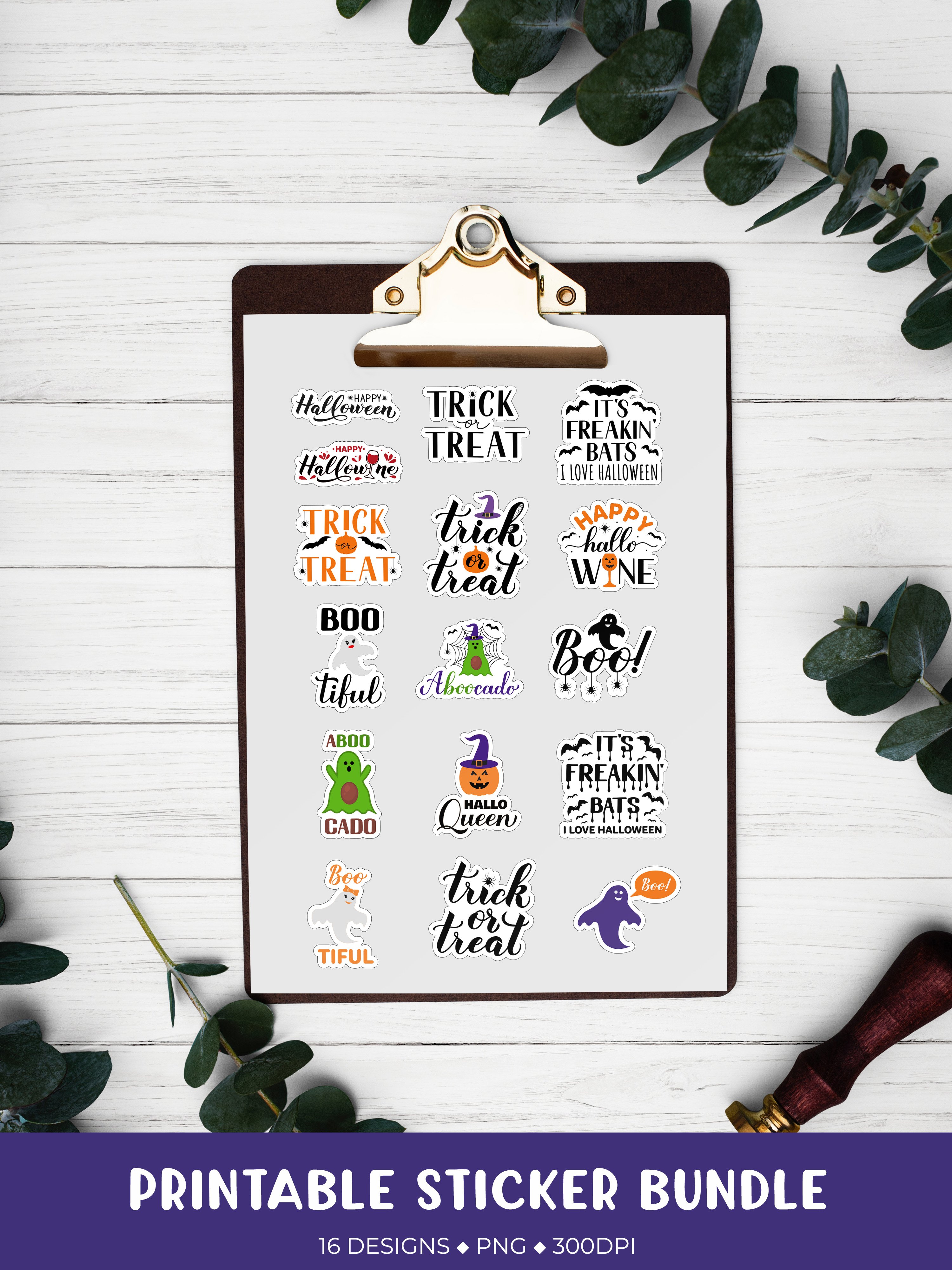 Halloween sticker bundle. Halloween quote stickers printable