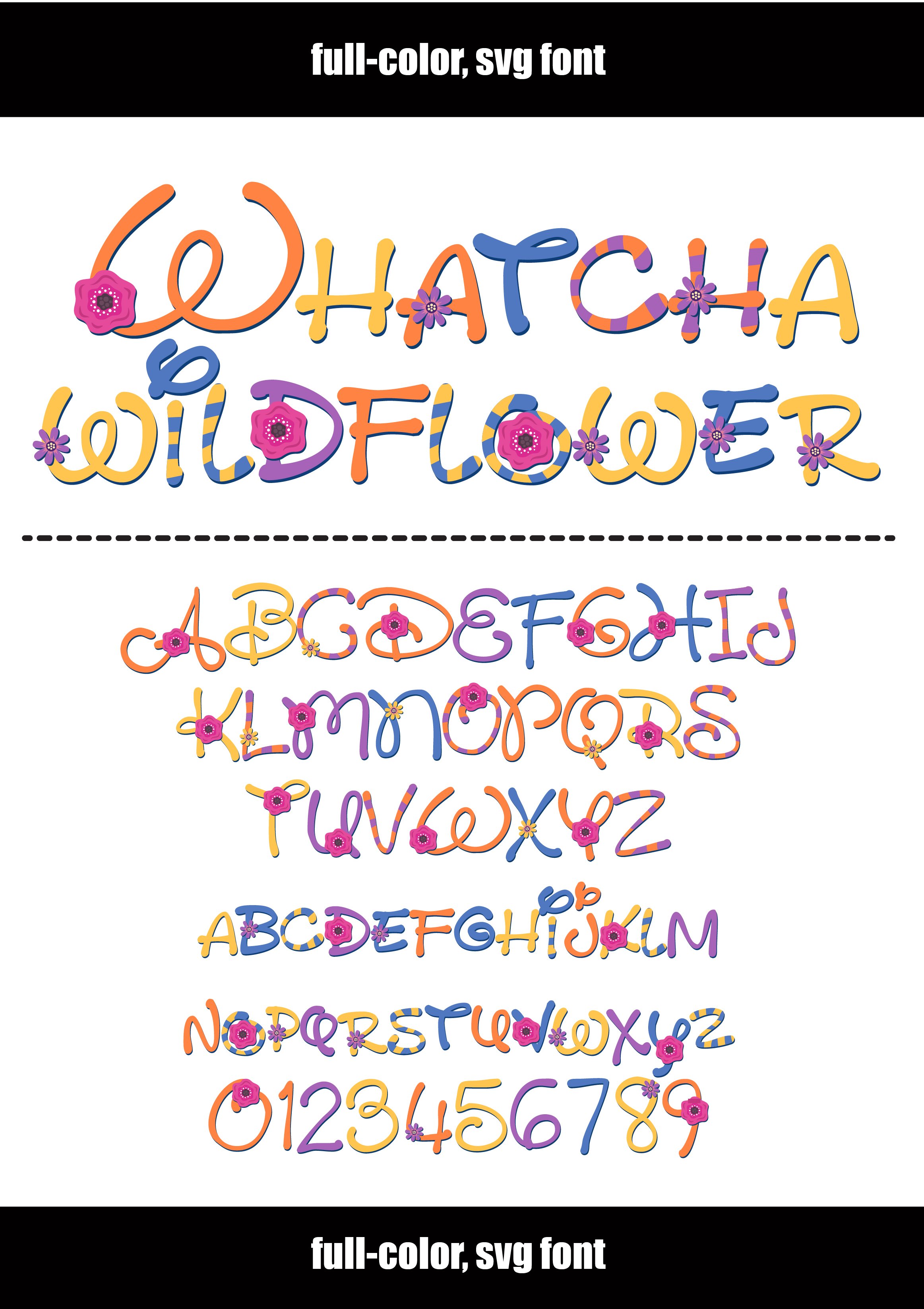 Flower Themed Full Color SVG Font