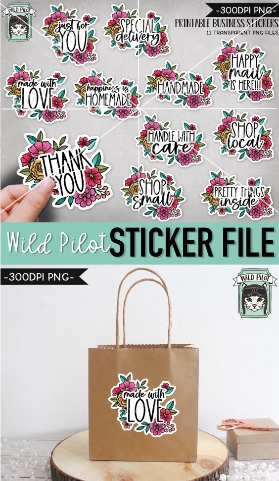 PRINTABLE Business Sticker PNG, Thank You Print And Cut File