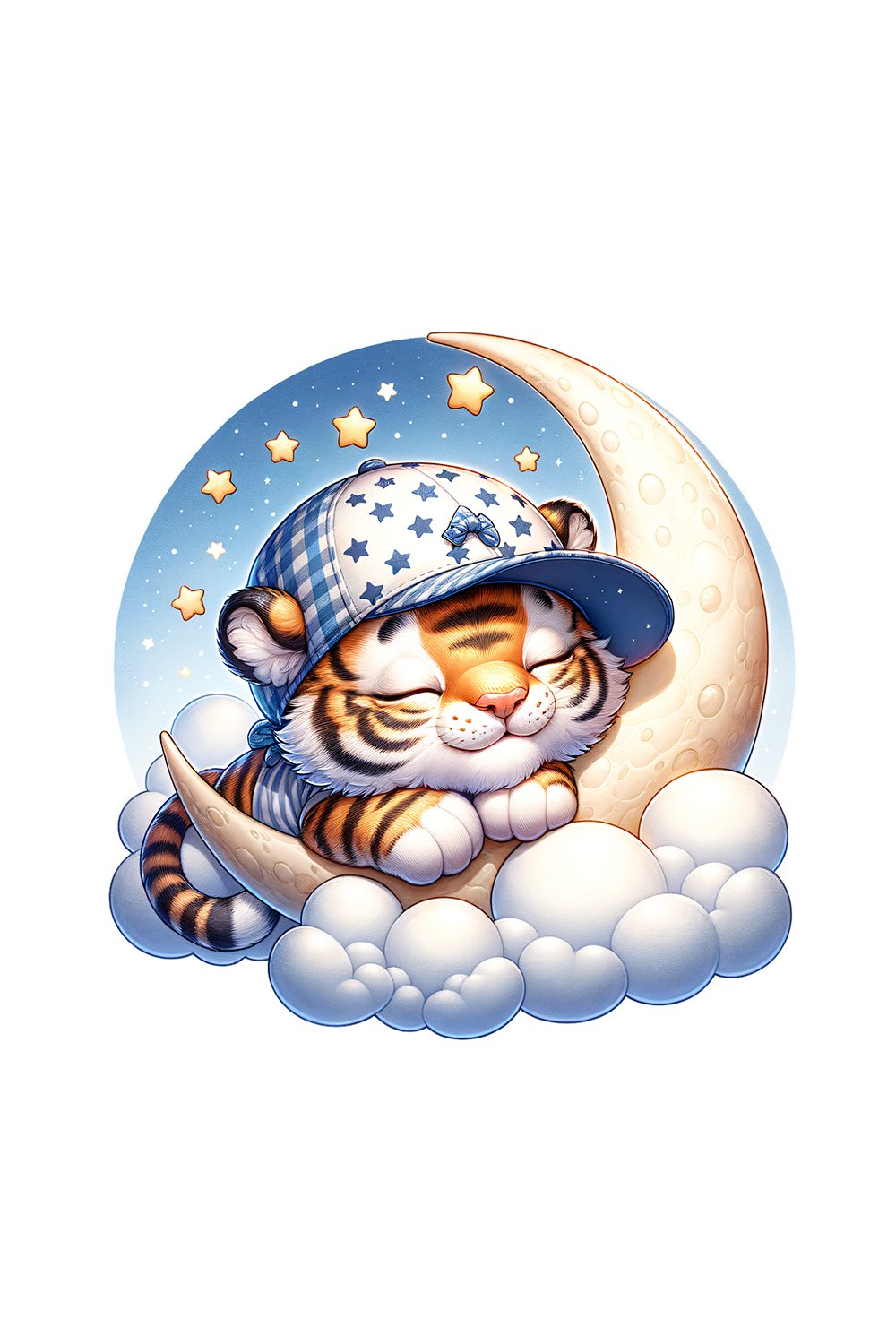 Tiger Sleeping on the moon Clipart, Animals (3512120)