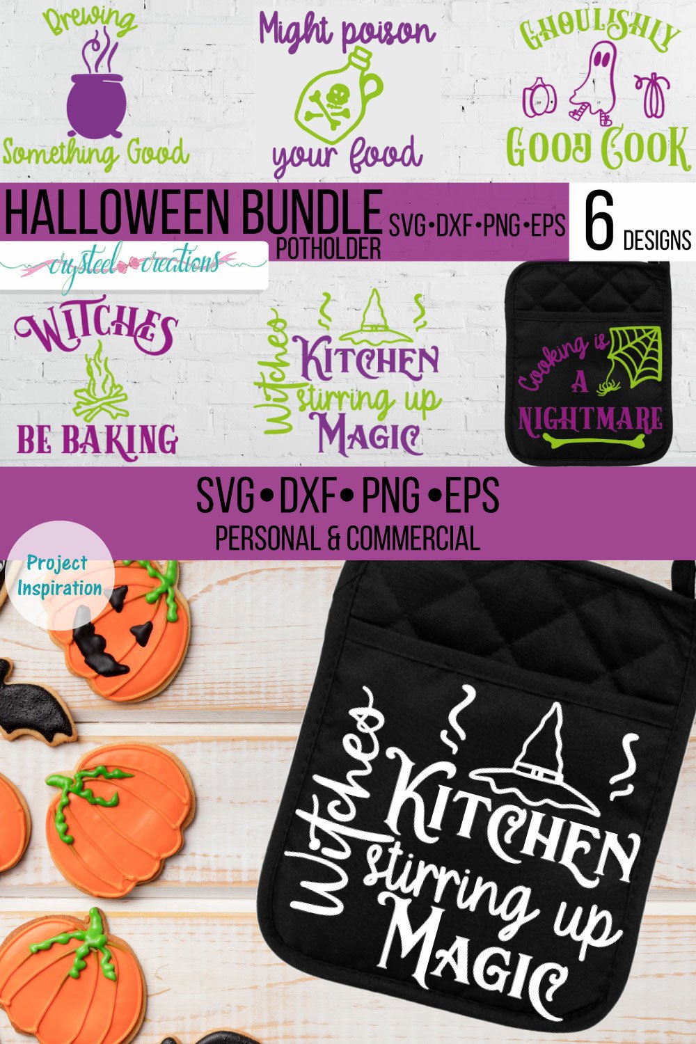 Halloween Pot Holder Bundle SVG, DXF, PNG, EPS