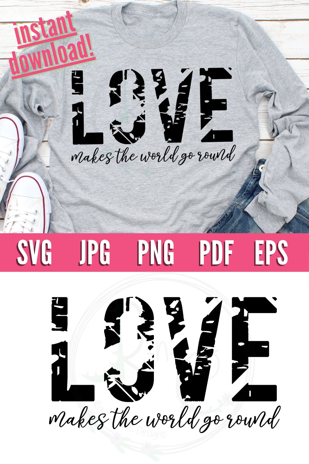 Love makes the world go round SVG, Valentine cut file
