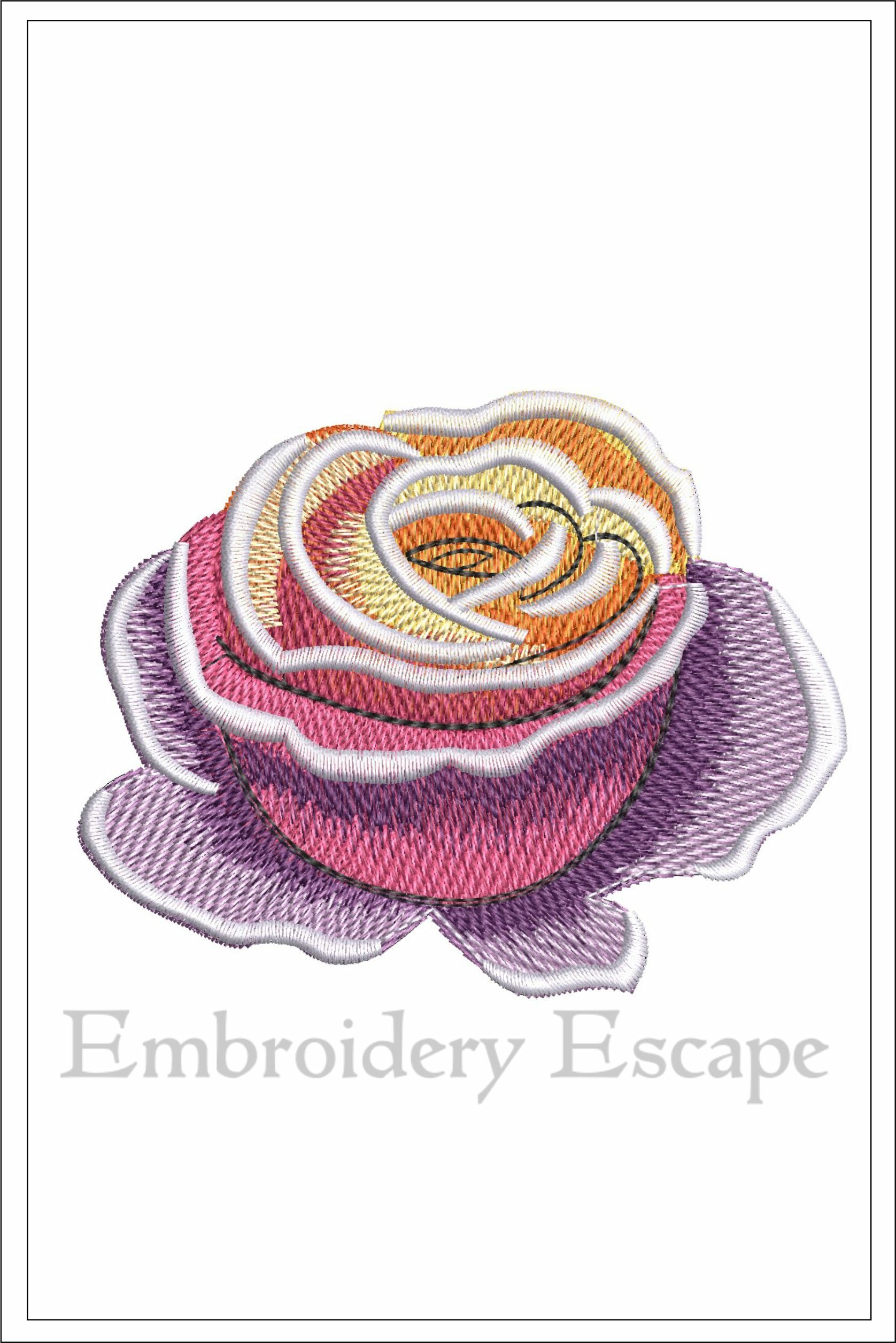 Colorful rose embroidery design