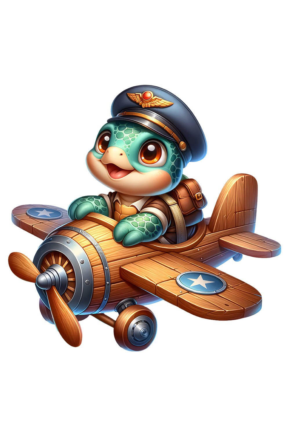 Turtle Riding on the Plane PNG Sublimation Clipart