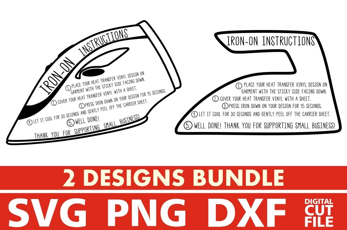 2x Iron- On Instructions Bundle svg, Label svg, Care Card