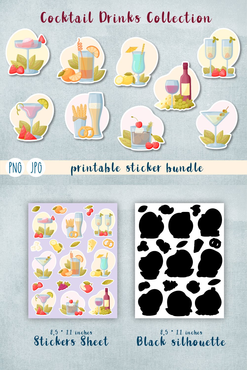 Stickers of Cocktail Drinks