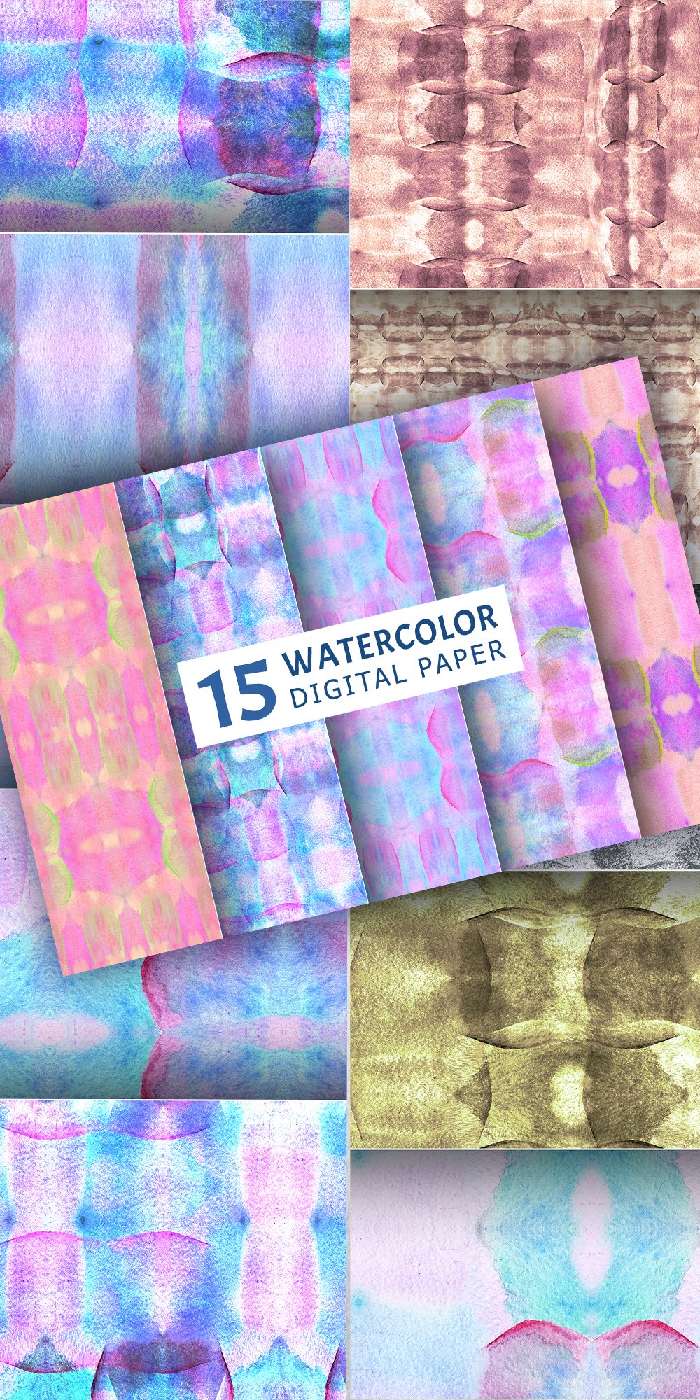 16 watercolor digital paper.