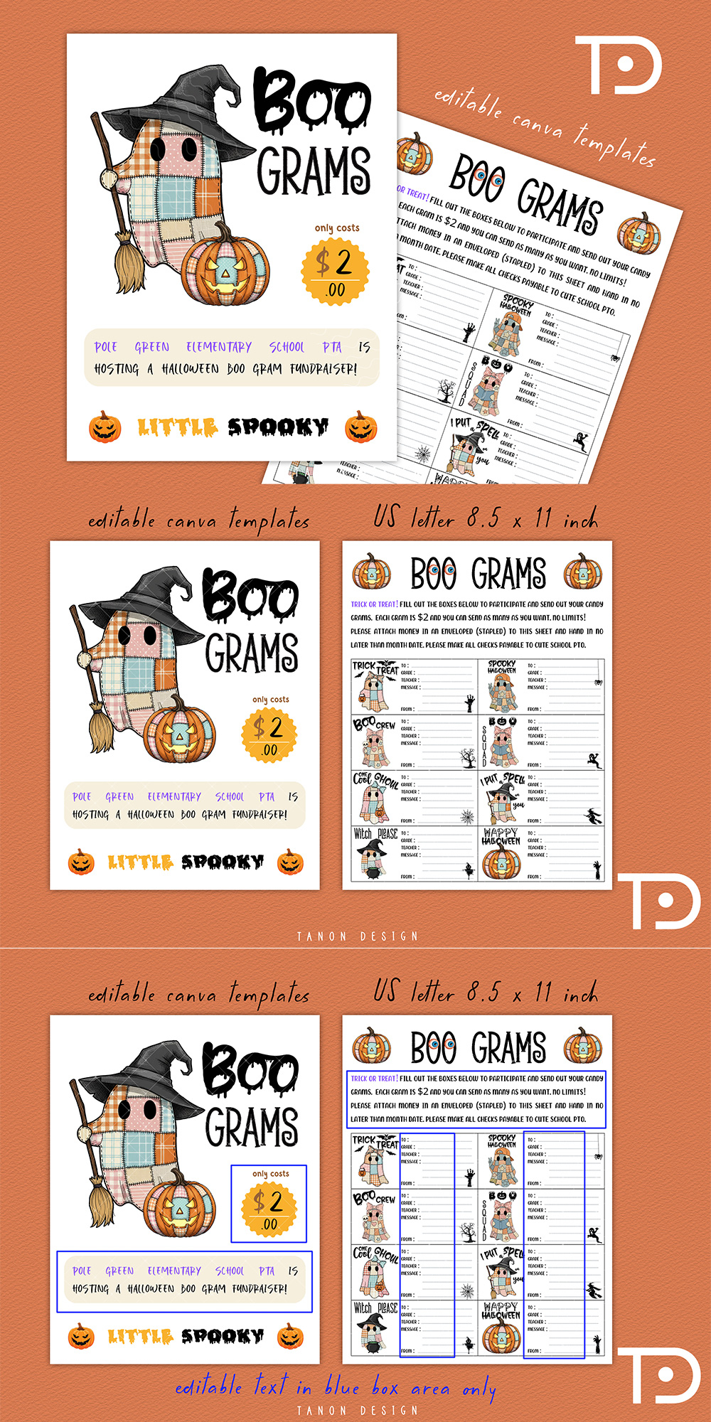 Boo Gram Editable Halloween Template, School Candy Gram