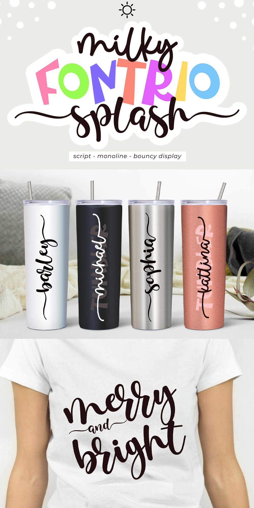Milky Splash - Bouncy Font Trio Script Monoline Display