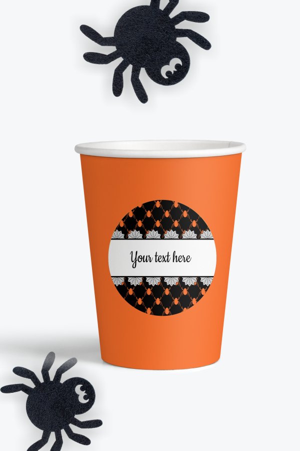 Small Halloween Printable Round Labels with Spider Pattern