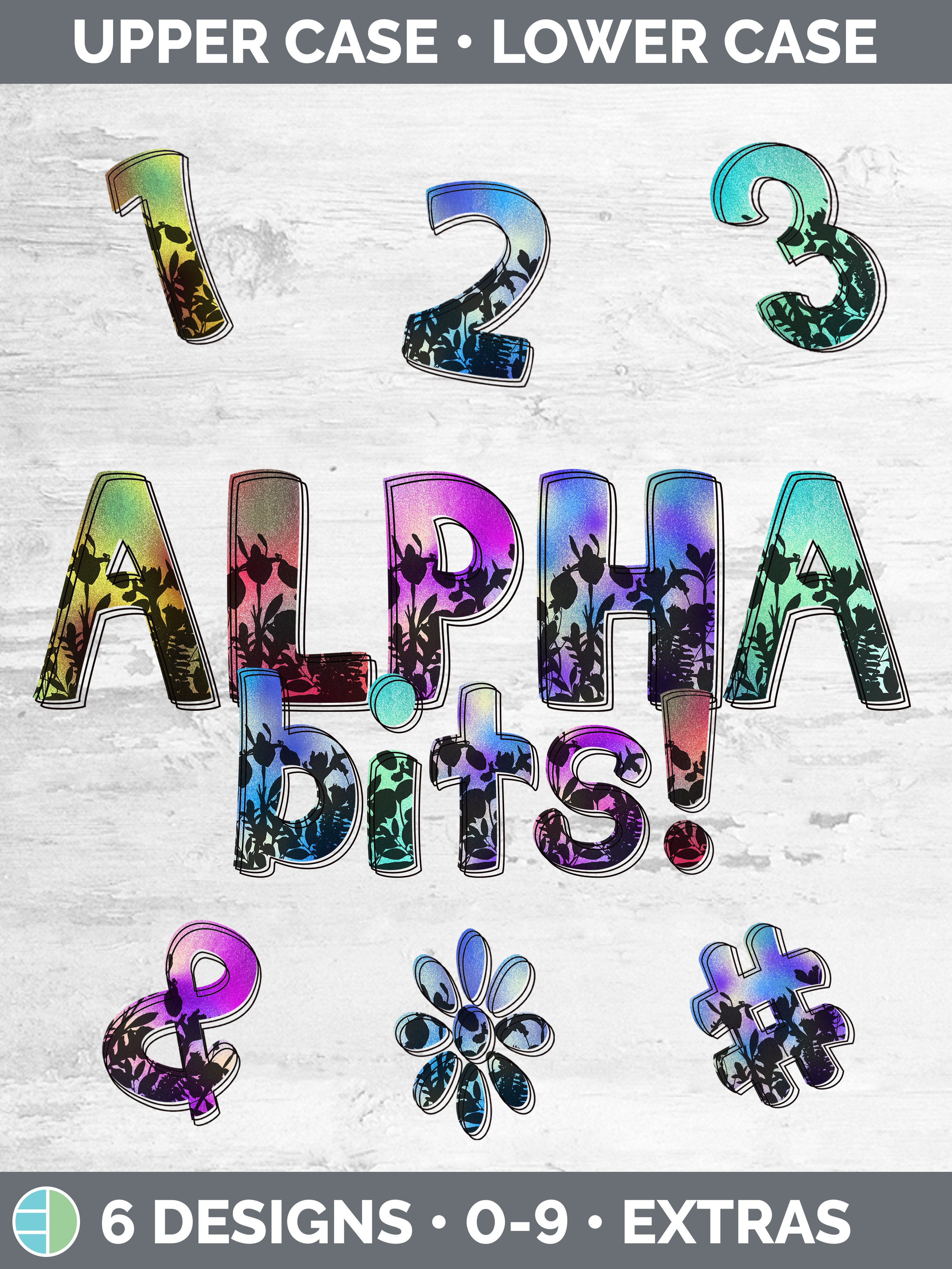 Floral Alpha Doodle | Sublimation Alphabet Set PNG