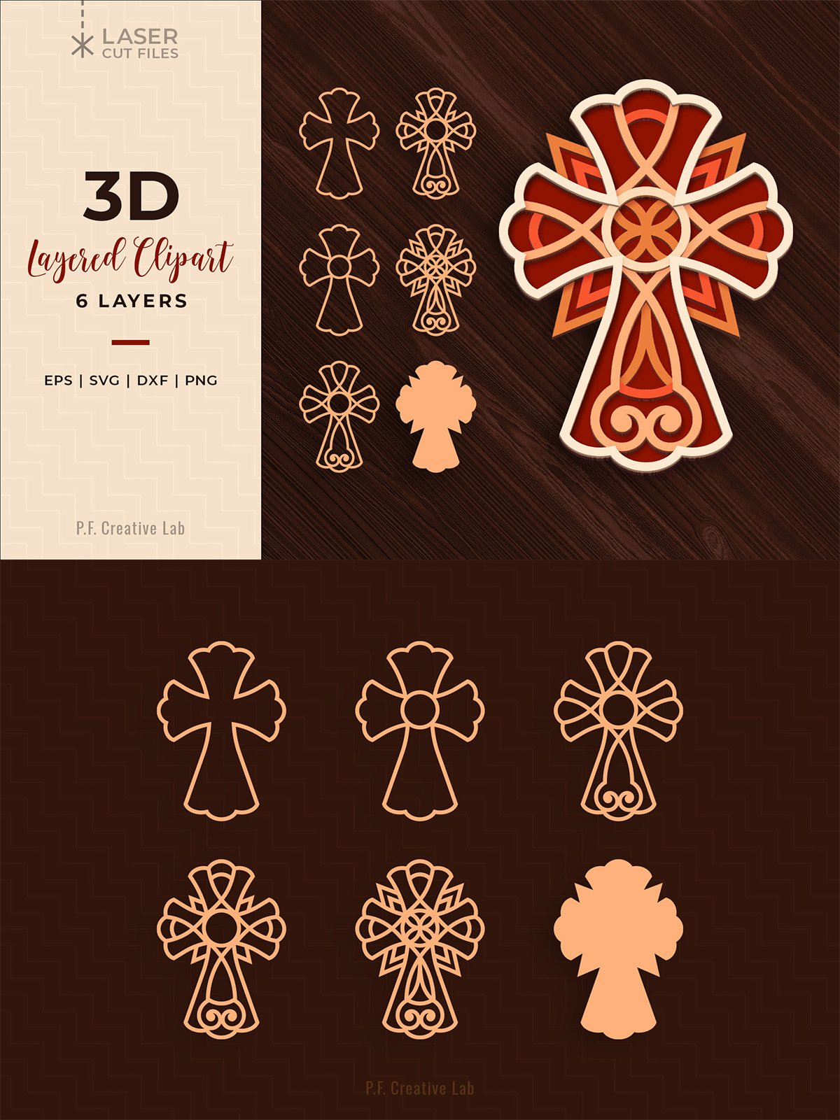 Cross SVG - 3D Layered Cross SVG Clipart