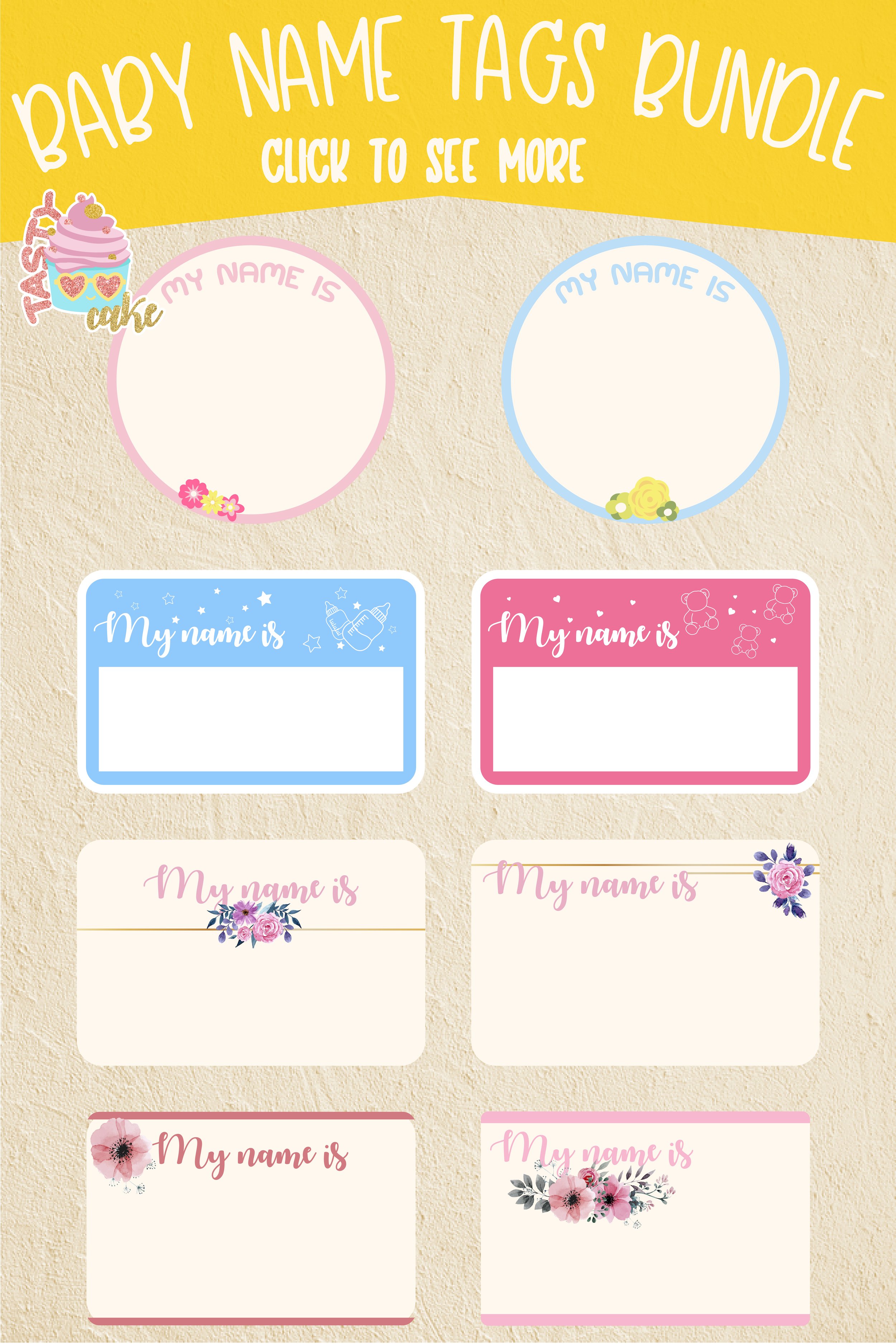 Baby Name Tag Bundle - Hello My Name Is - Name Tag