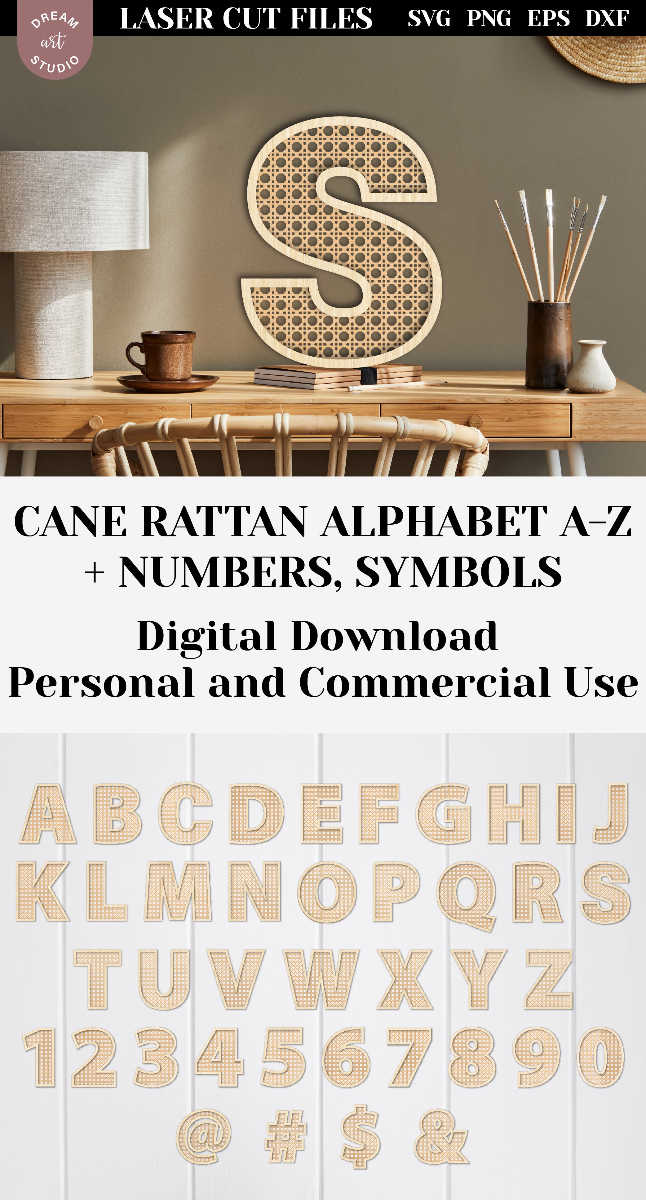 Cane rattan Alphabet Letters Numbers svg laser cut files