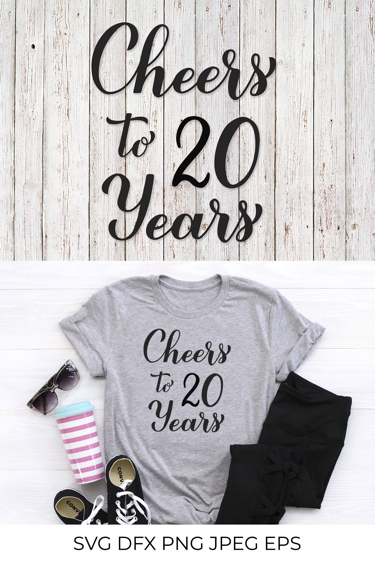 Cheers to 20 Years SVG. 20th Birthday, Anniversary (1447436)