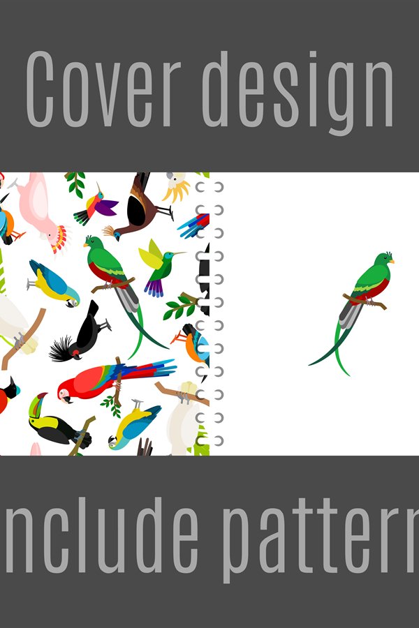 Cover design with parrot birds pattern