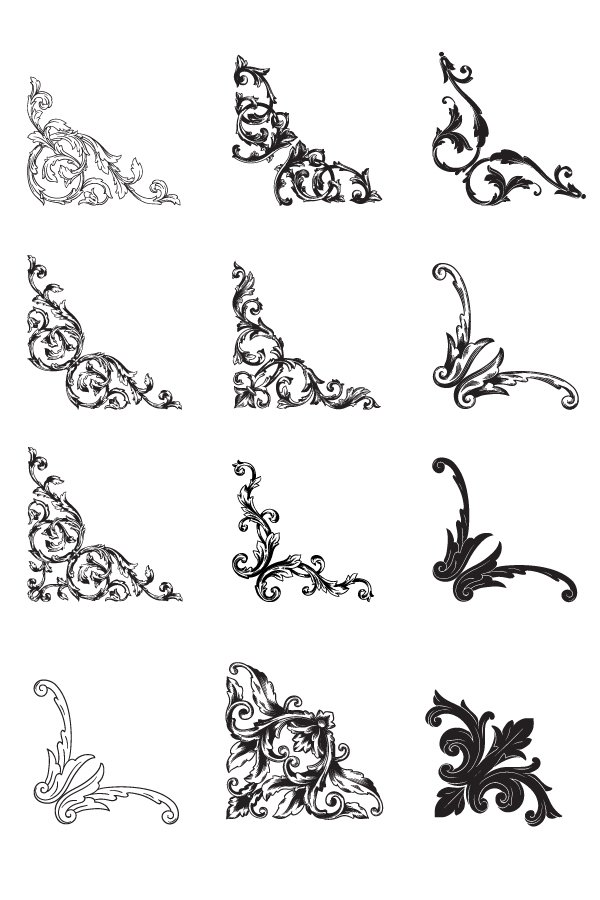 Corner border, corner flowers, corner flourish svg baroque