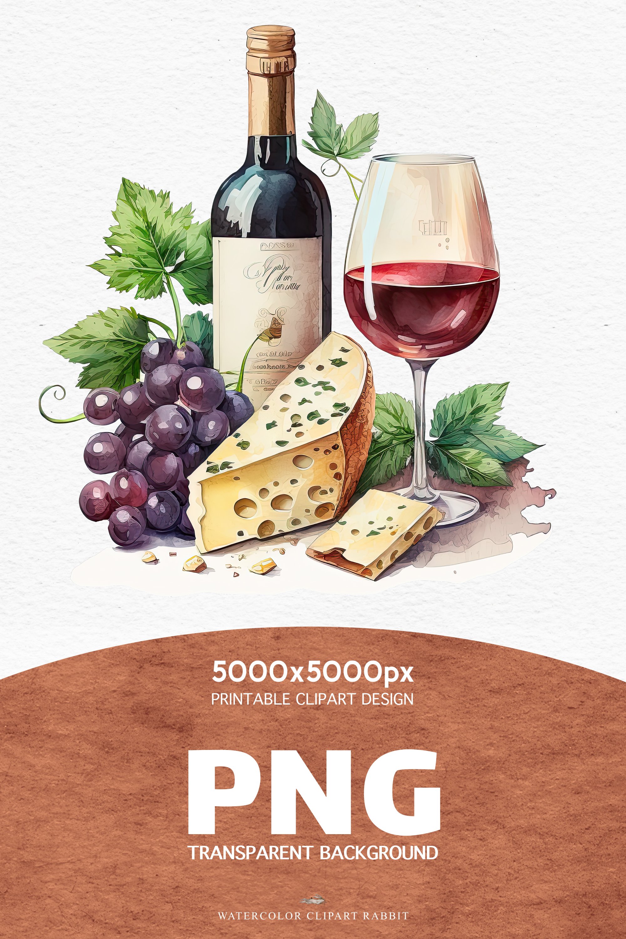 Wine Cheese Clipart Italian French Food Illustration PNG Art