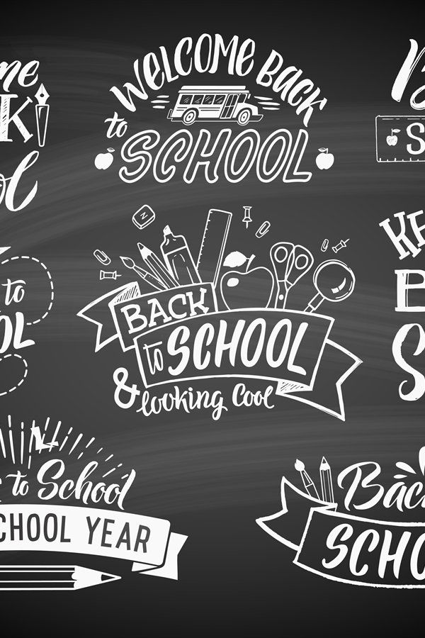 Set of monochrome school labels. Vector emblem design for ed