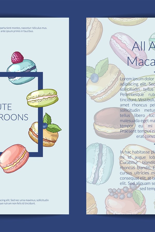 Vector card, flyer or brochure template for sweet or pastry