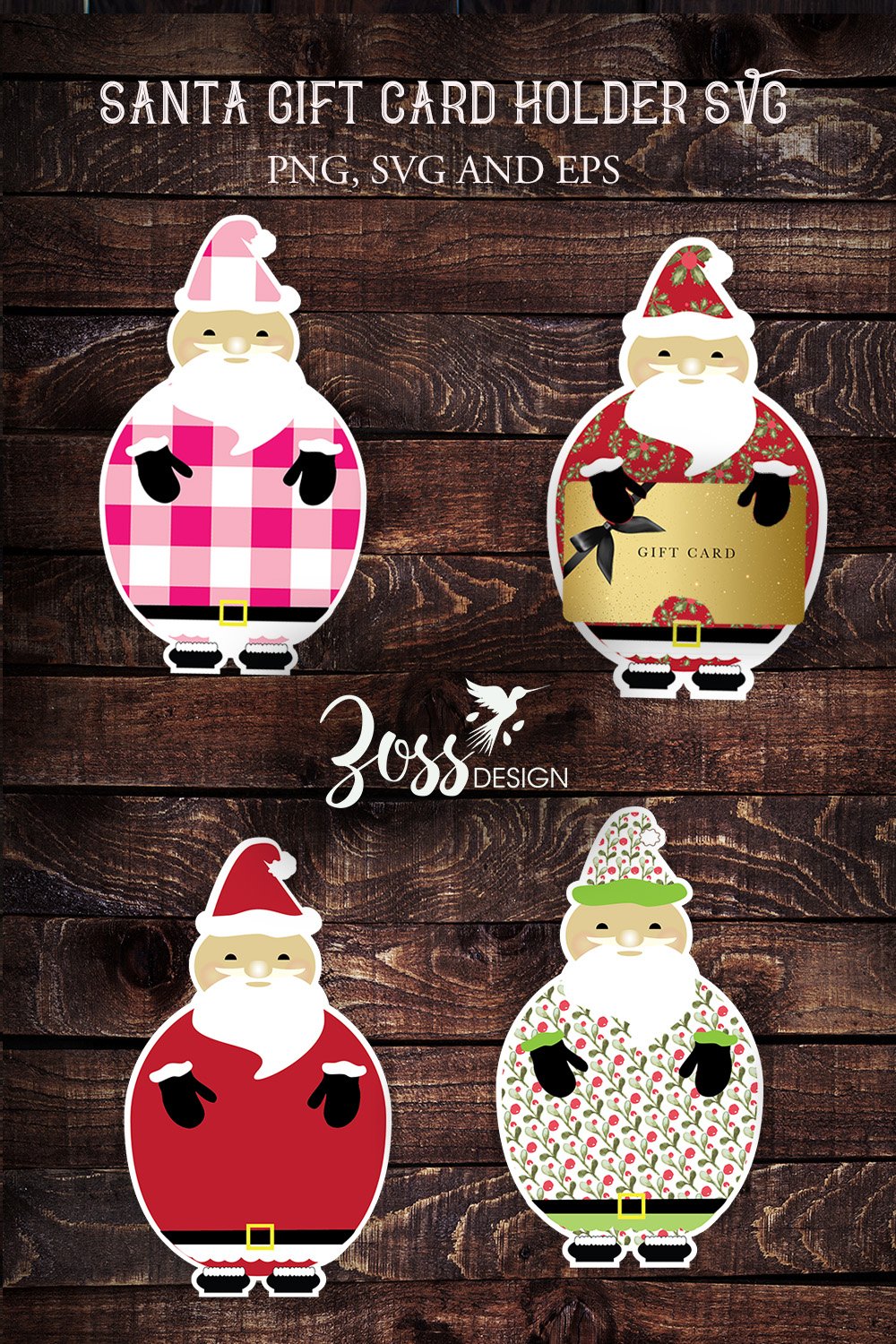 Santa Gift Card holder Print and Cut SVG template