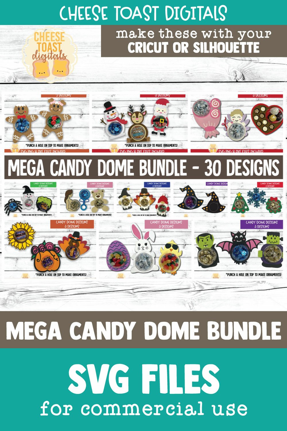 Mega Candy Dome SVG Bundle | 30 Candy Holder Characters