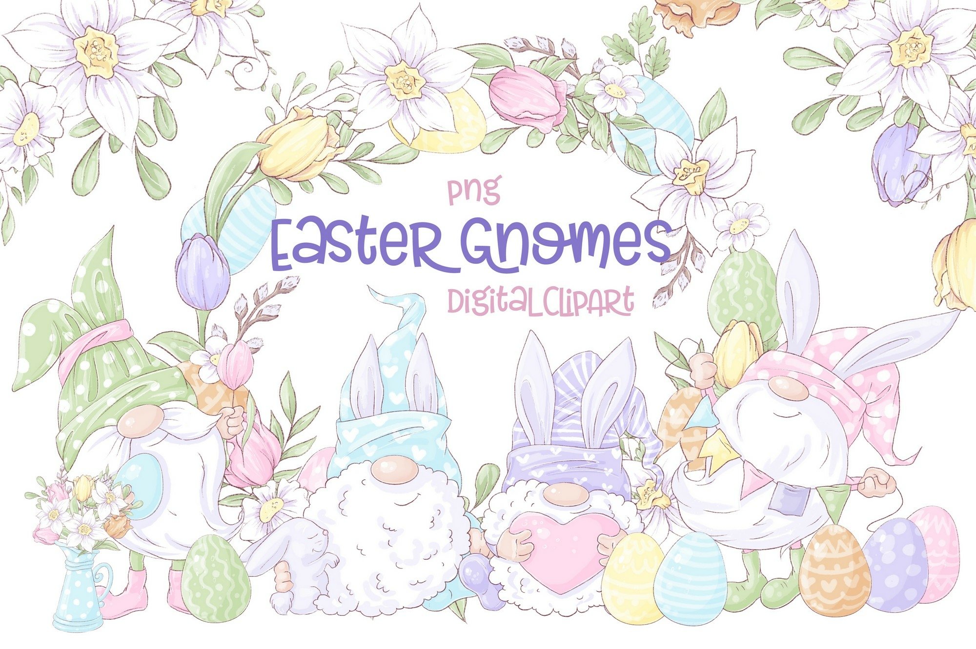 Gnome Easter Digital Clipart.
