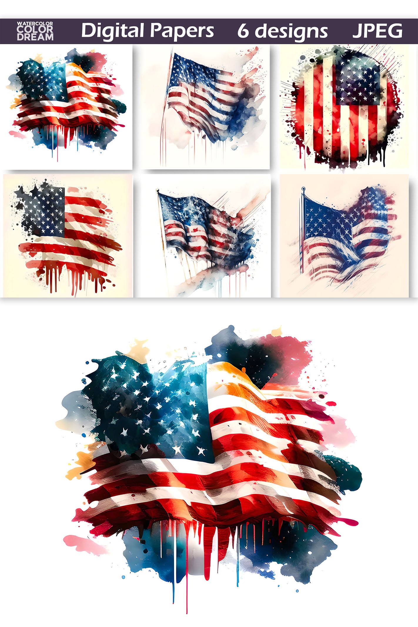 American Flag Digital Paper | Patriotic digital paper