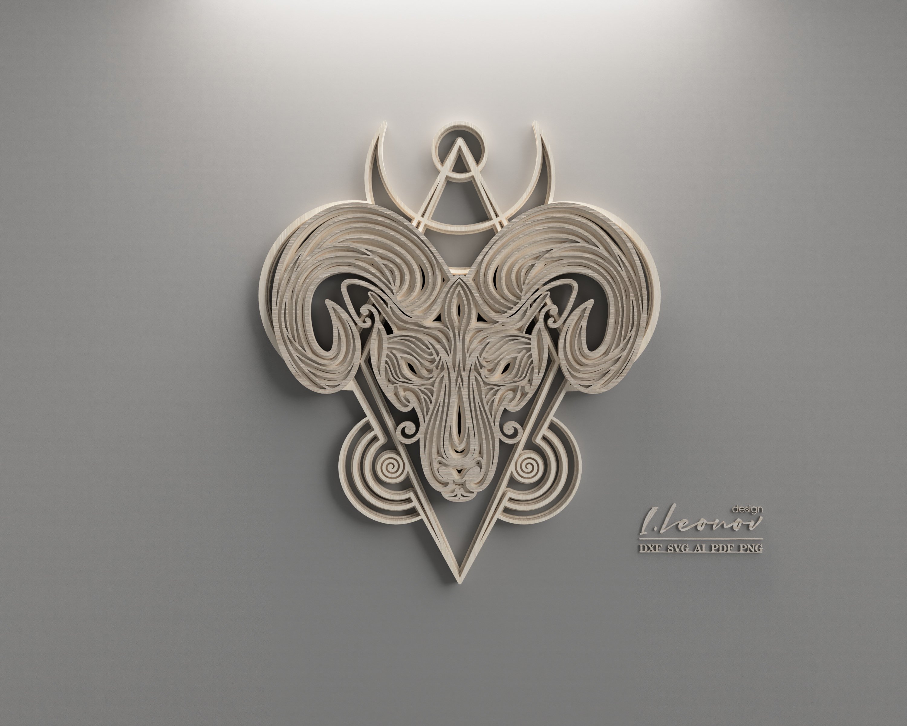 Aries zodiac sign, Multilayer laser cut dxf, svg, file