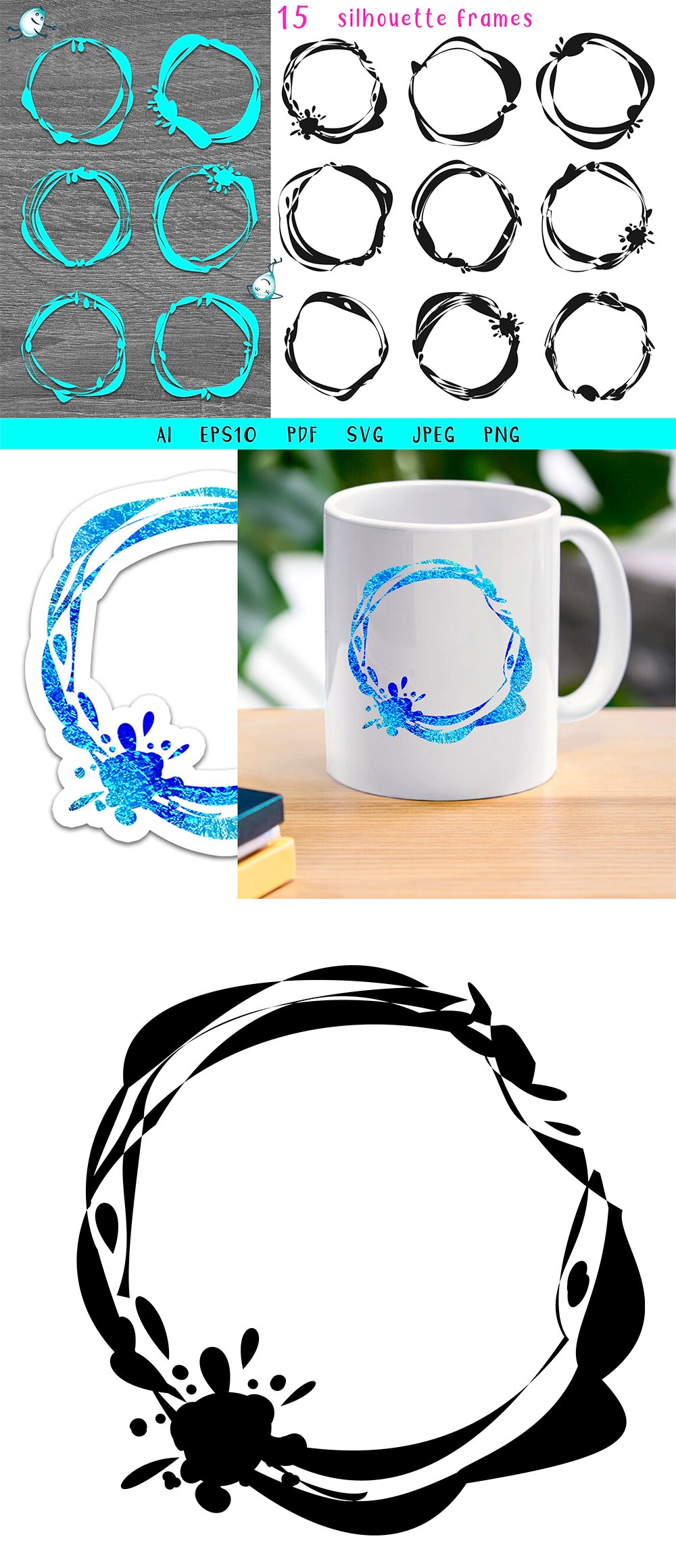 15 Sublimation frames. JPEG, PNG, PDF, SVG, AI, EPS10