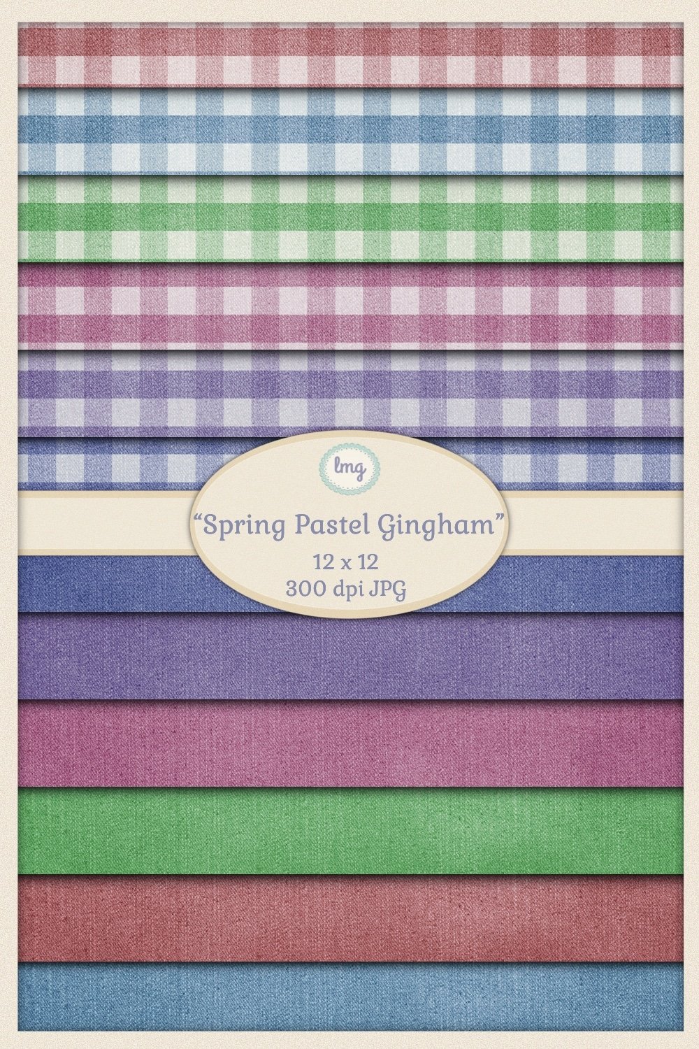 Spring Pastel Gingham Digital Papers
