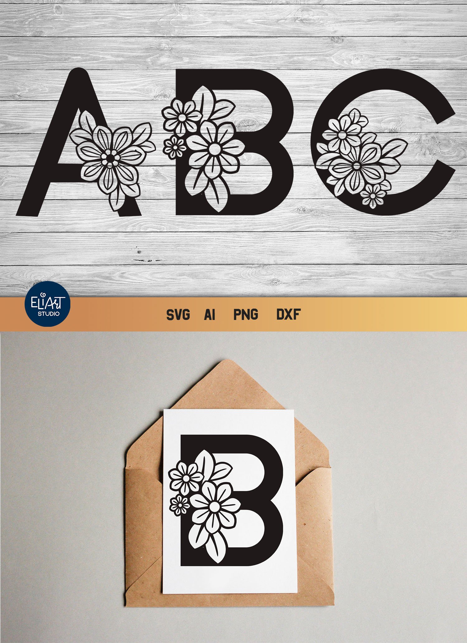 Floral Letters SVG | Alphabet SVG | 26 Flower Letters SVG