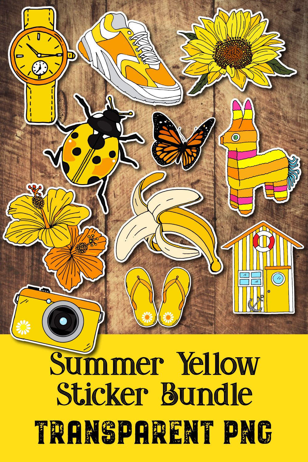 Summer Stickers Bundle | Yellow Summer Stickers Pack