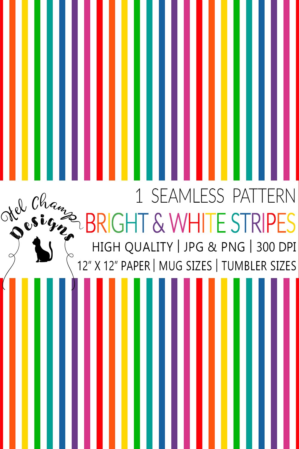 Rainbow stripes with white for sublimation and scrapbook