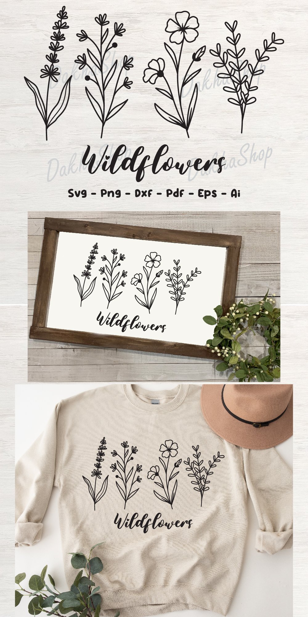 Wildflower Svg, Flower Svg For Shirt.