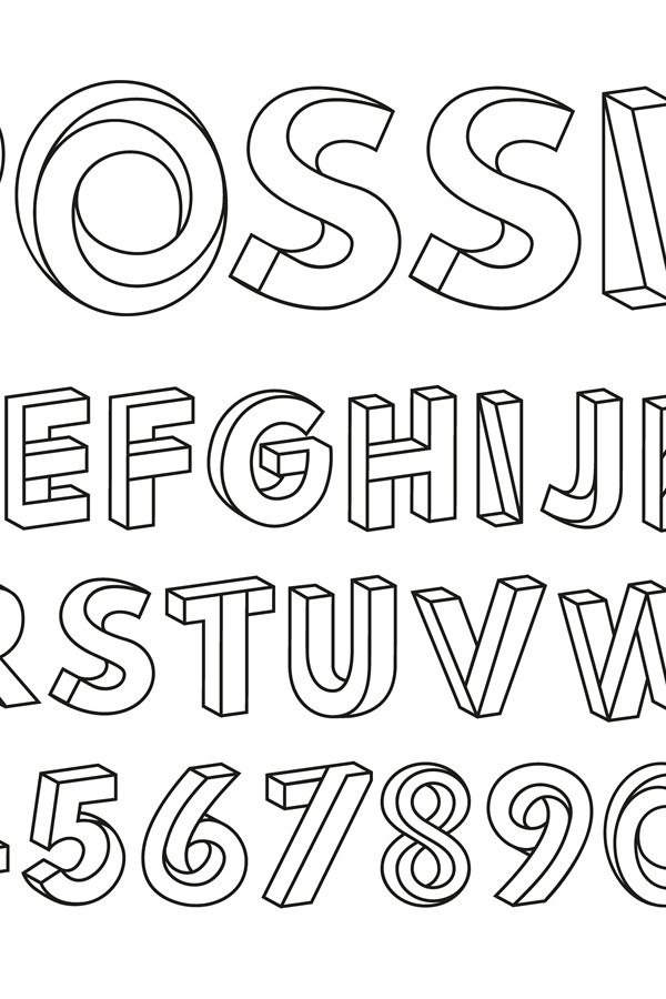 Impossible shapes paradox alphabet letters and numbers