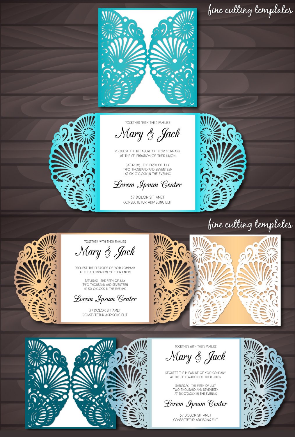 Sea shell wedding Invitation SVG, Gate Card Cricut Laser cut