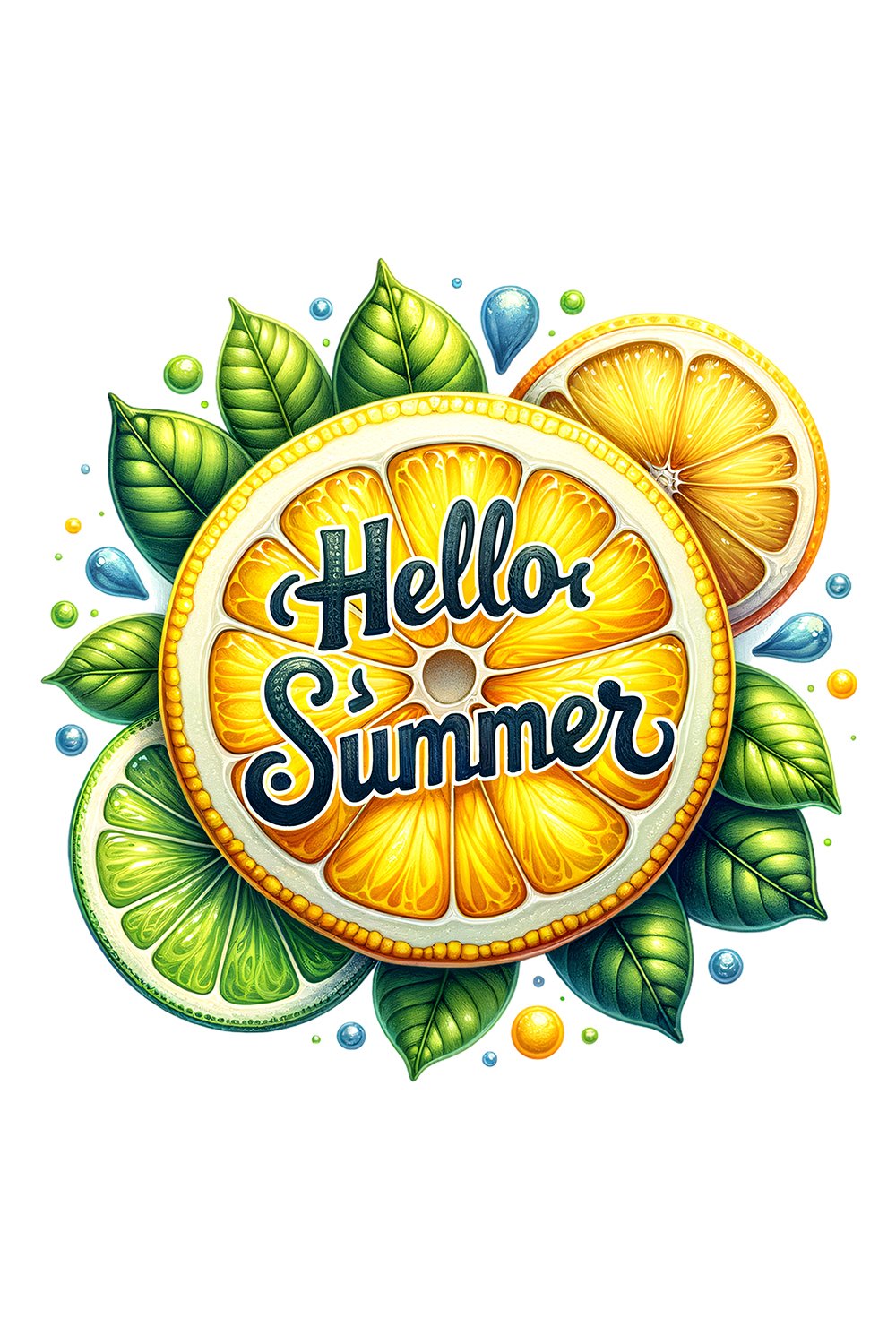 Hello Summer Lemon Slice Clipart Sublimation PNG (3777054)