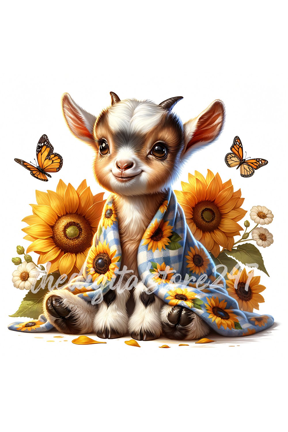 Cute Goat with Sunflowers JPG File (3551314)