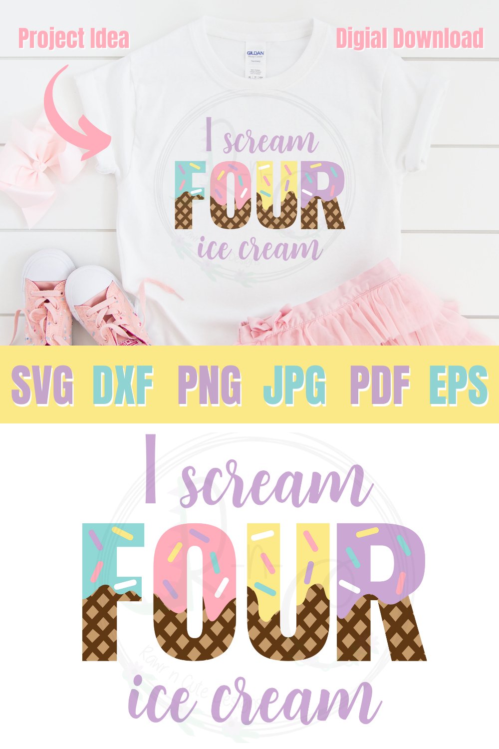 Fourth Birthday SVG, Ice Cream Birthday Party Cut File