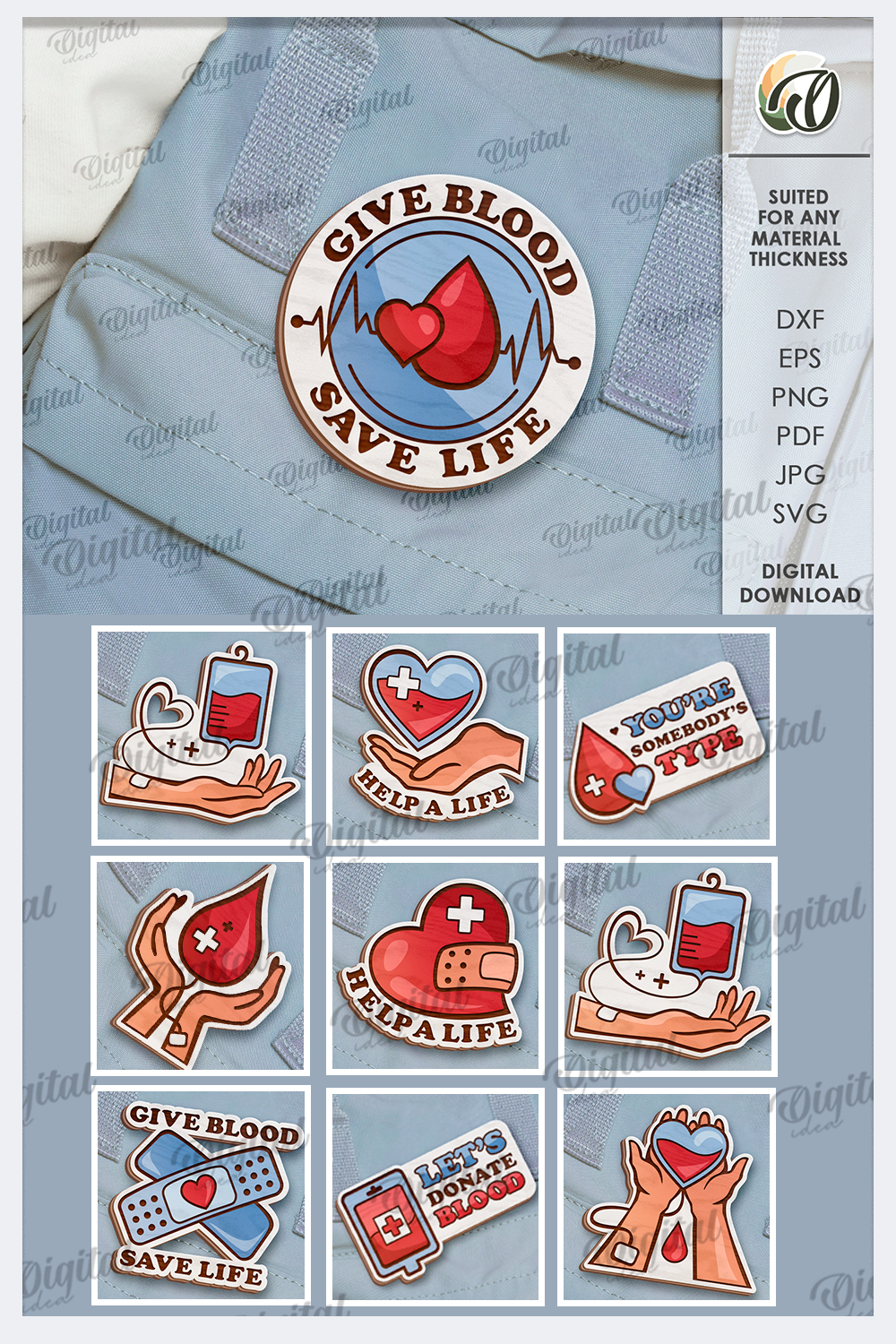 Blood Donor Badges Bundle Lasercut. Blood Donation Badge SVG
