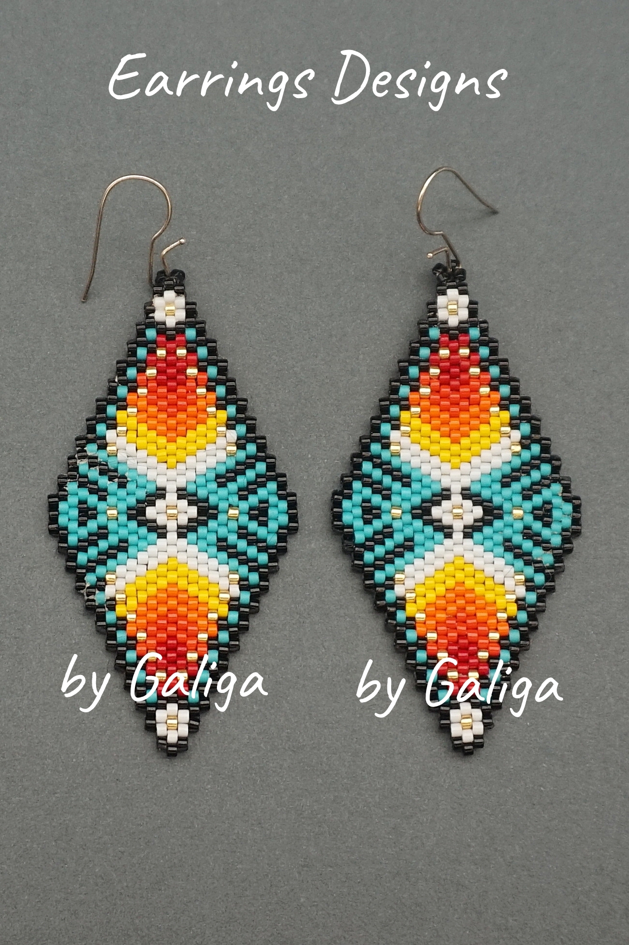 Beaded Earrings Pattern, Geometric Native Ethnic Design DIY