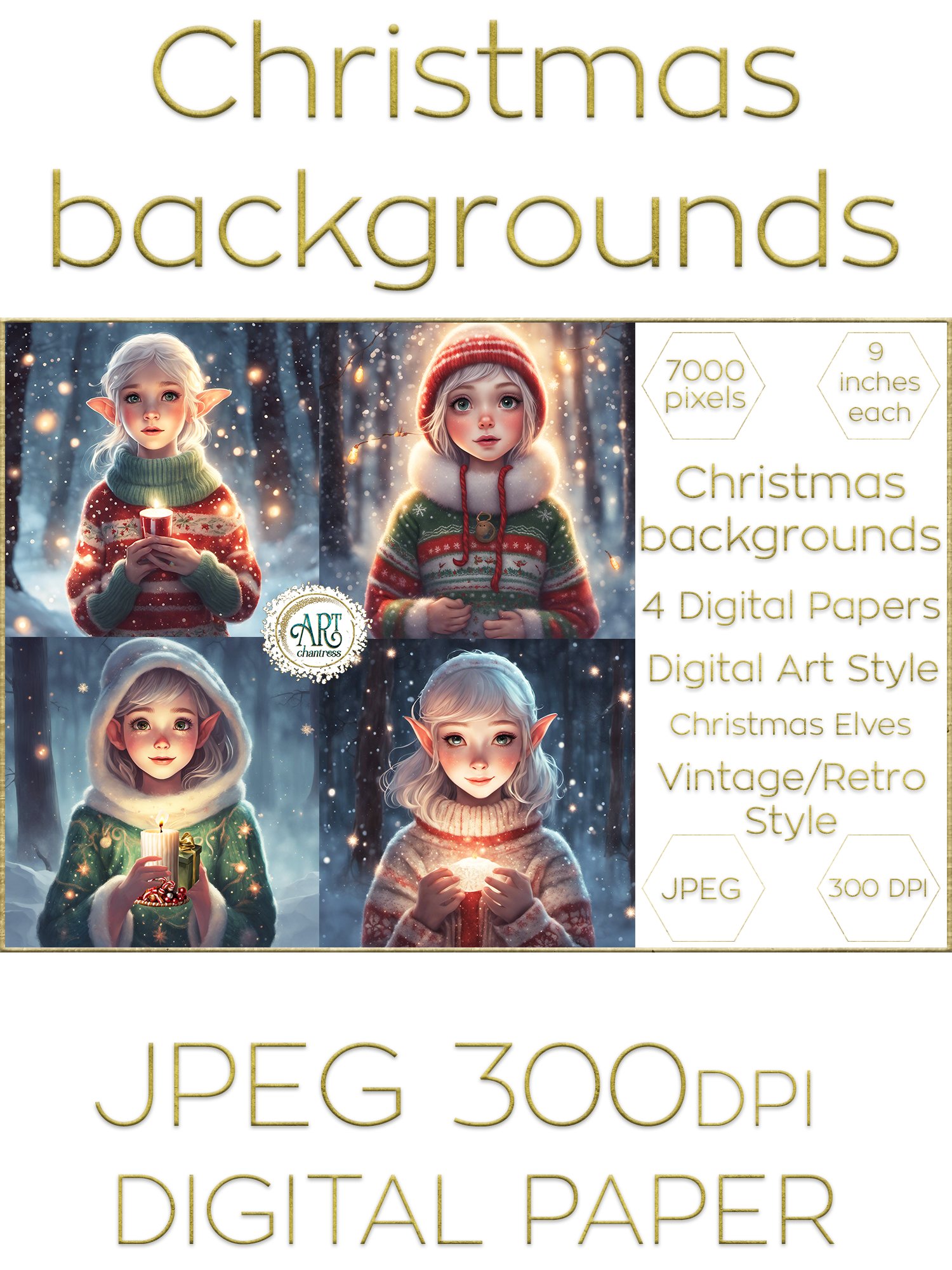Christmas Elves Family Time digital papers elf (2932271)